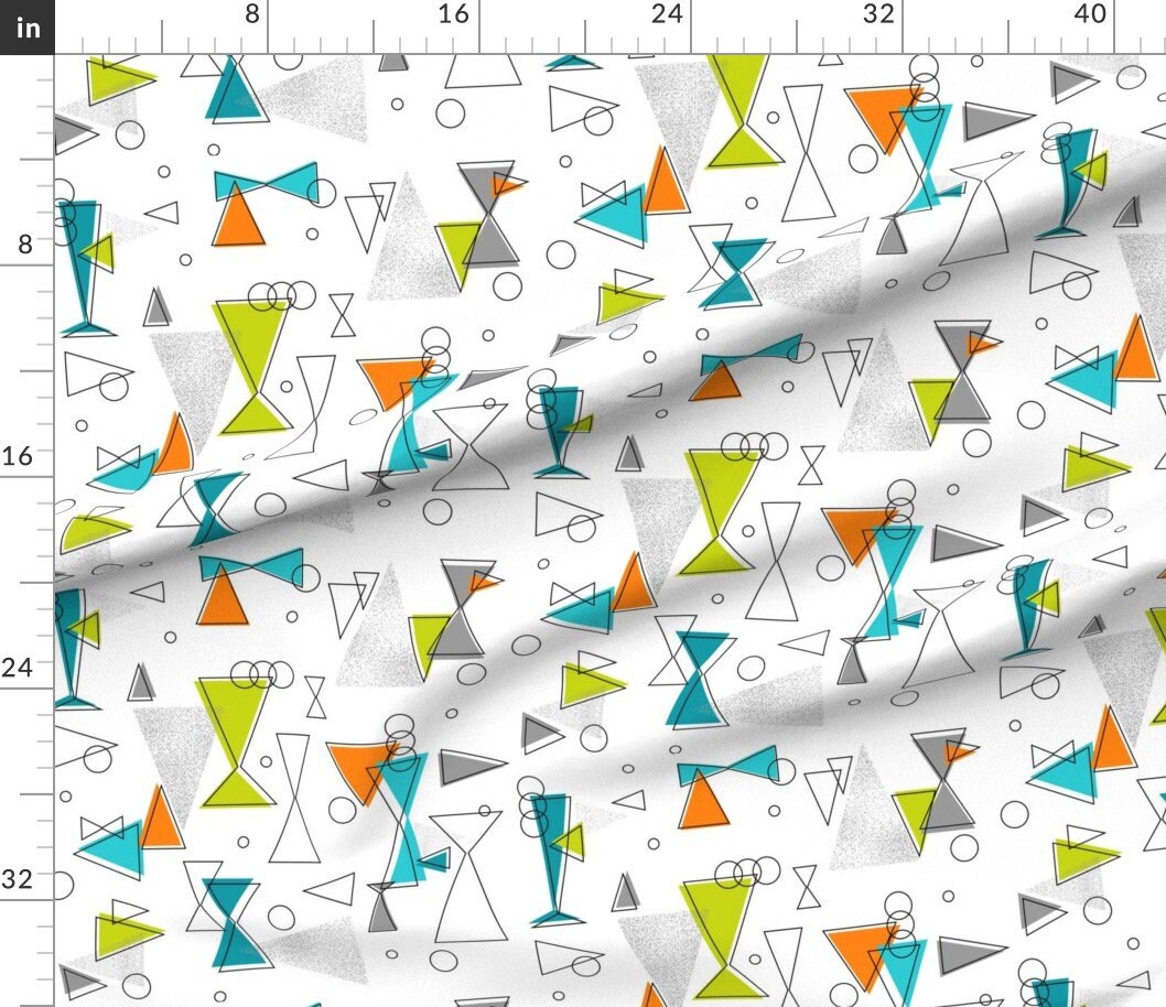 Retro Cocktail Decor Fabric Synergistic 1 by Tonyanewton | Etsy
