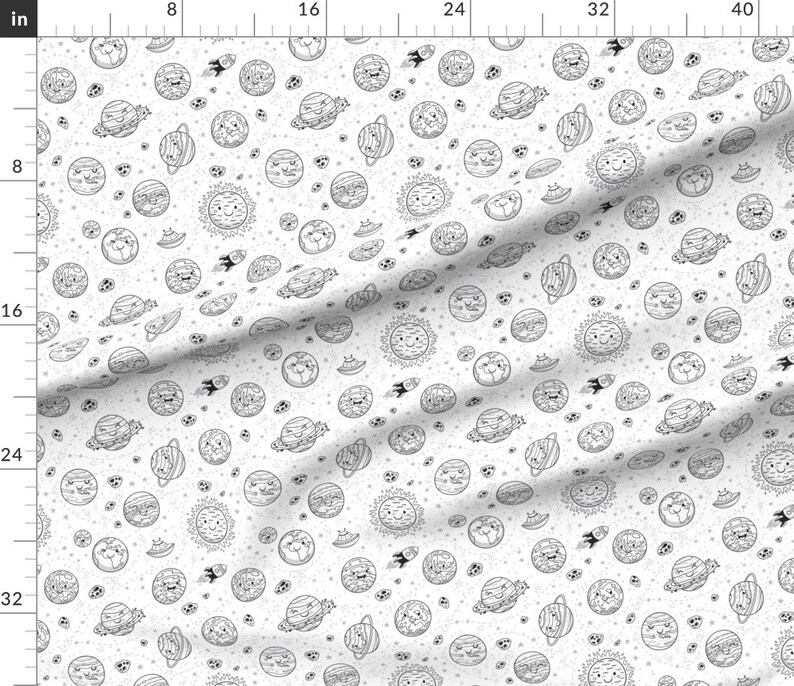 Solar System Fabric Solar System Coloring Print by | Etsy