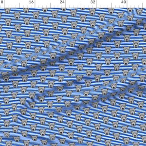 Pitbull Fabric - Grey Pit Bull on Stripes Blue by Littlearrowdesign ...