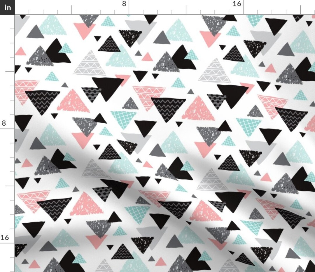 Triangles Fabric Geometric Triangle by Littlesmilemakers Mod Pink Blue ...