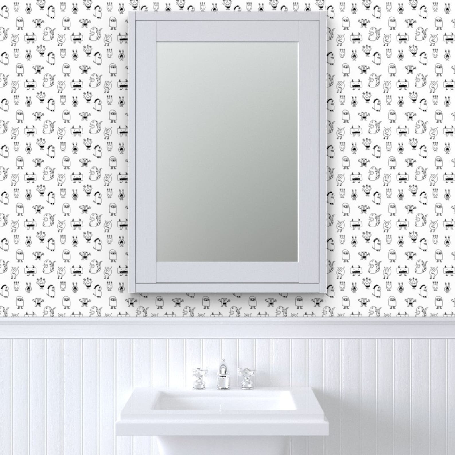 Monster Wallpaper Monsters Black and White by | Etsy