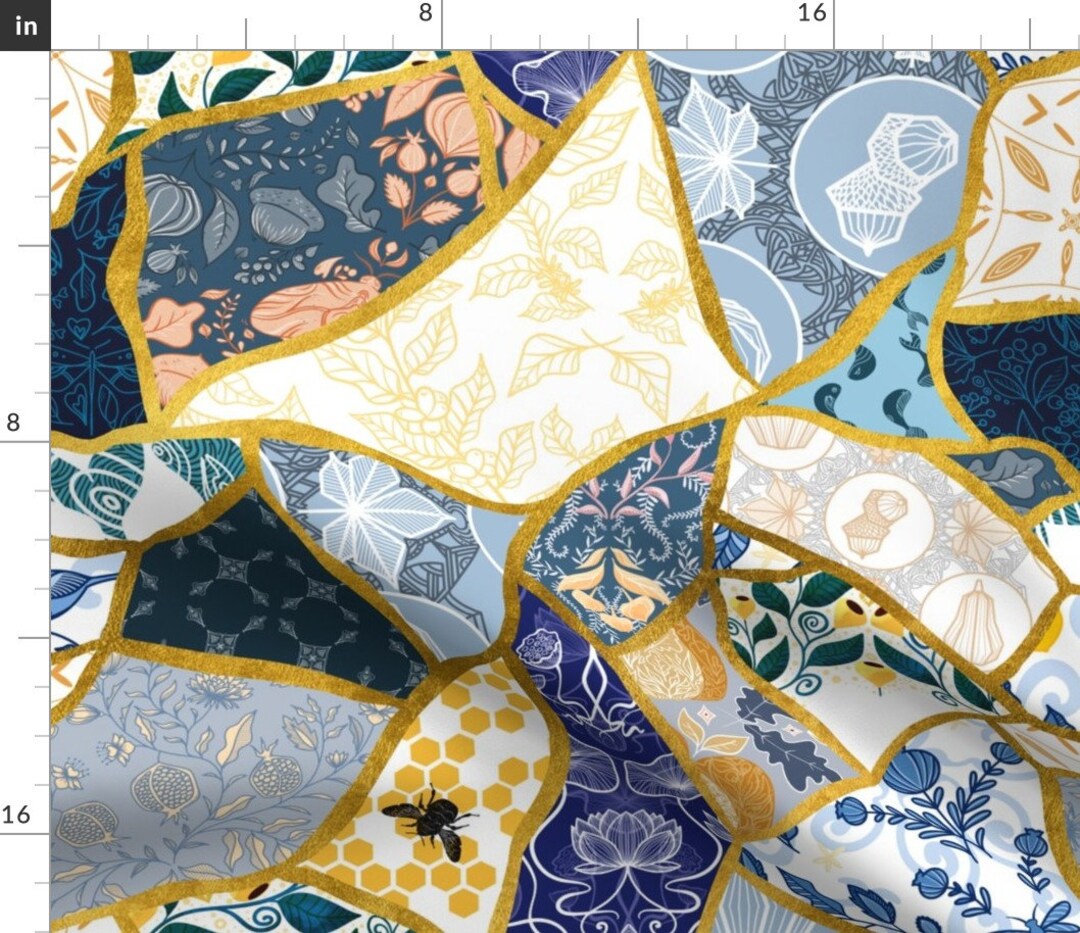 Botanical China Fabric Kintsugi by Rodhia Ceramic Eclectic Large Scale ...