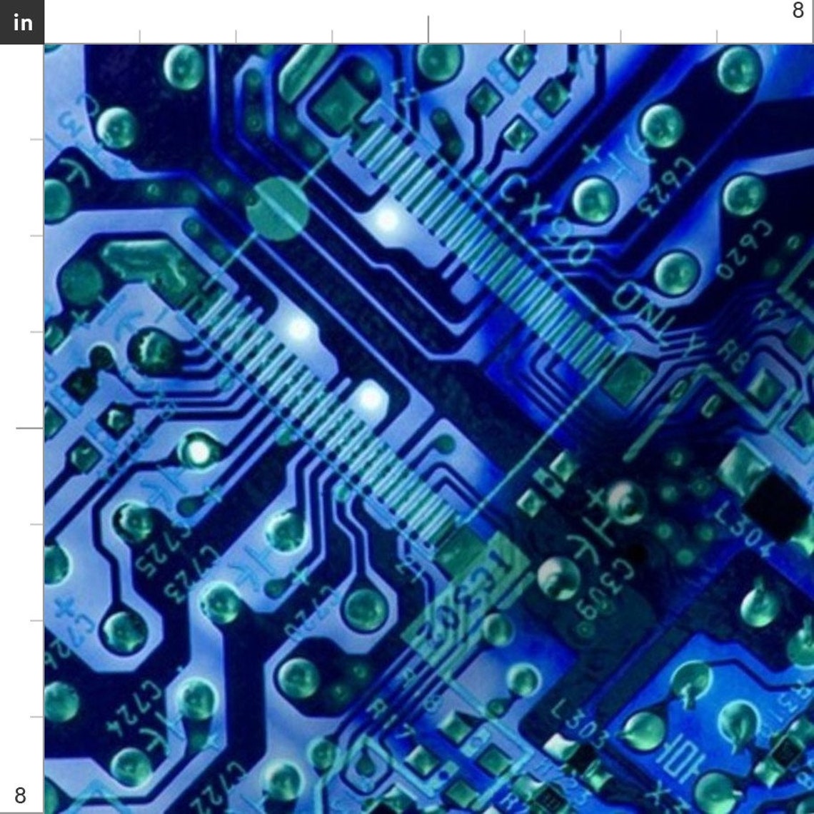 Computer Fabric Circuit Board Blue by Craftyscientists | Etsy