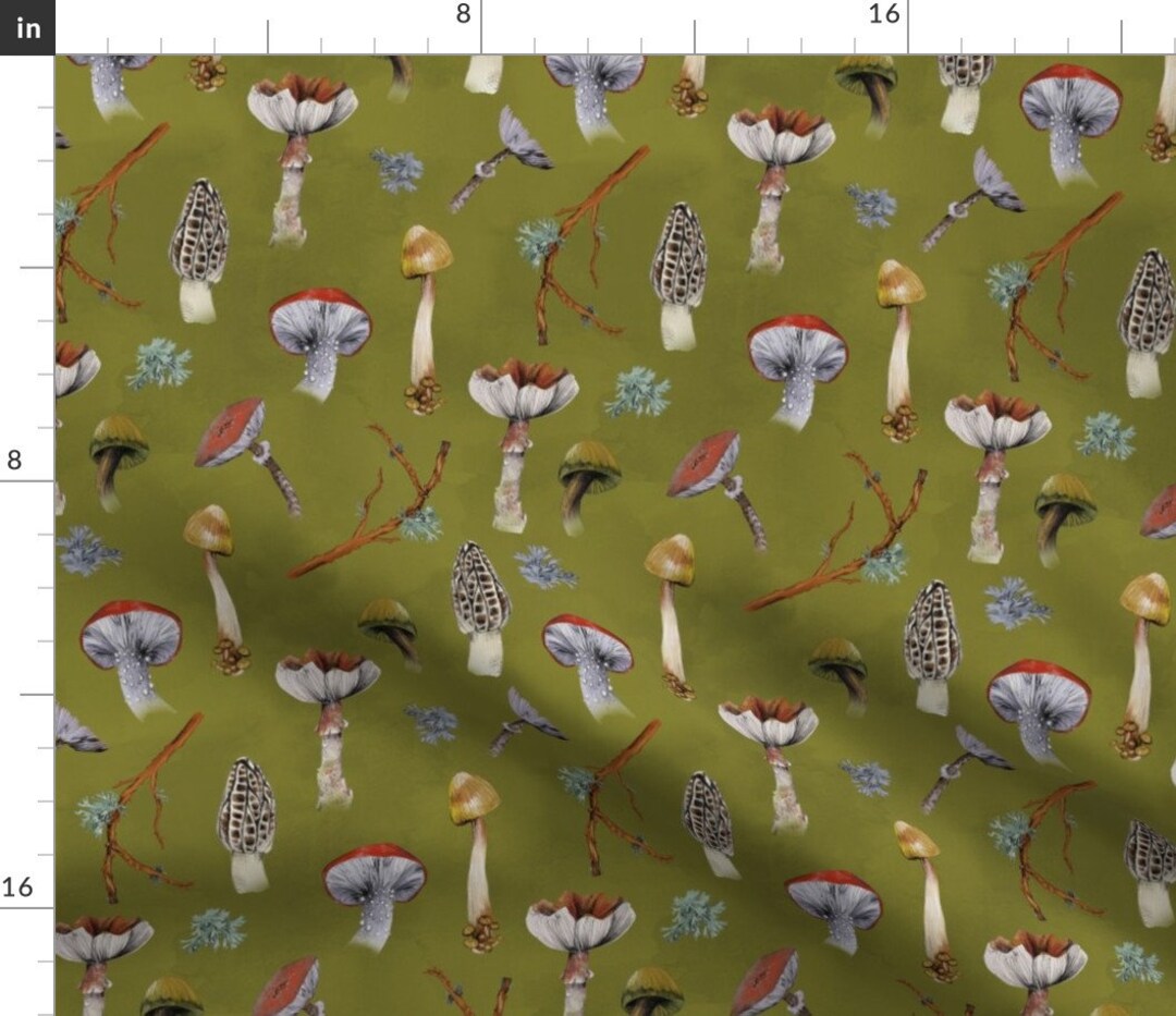 Lichen Fabric Mushroom Lichen Party Forestgreen Olive Green - Etsy