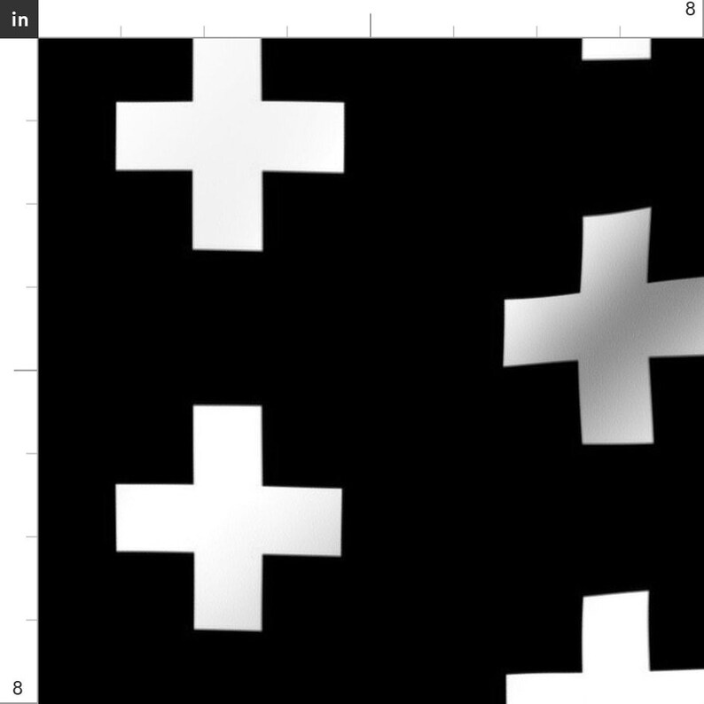 Black White Plus Signs Fabric White Crosses on Black Black - Etsy