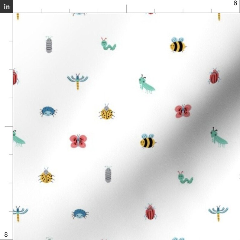 Minimalistic Tiny Bugs Fabric Little Crawlers small by - Etsy