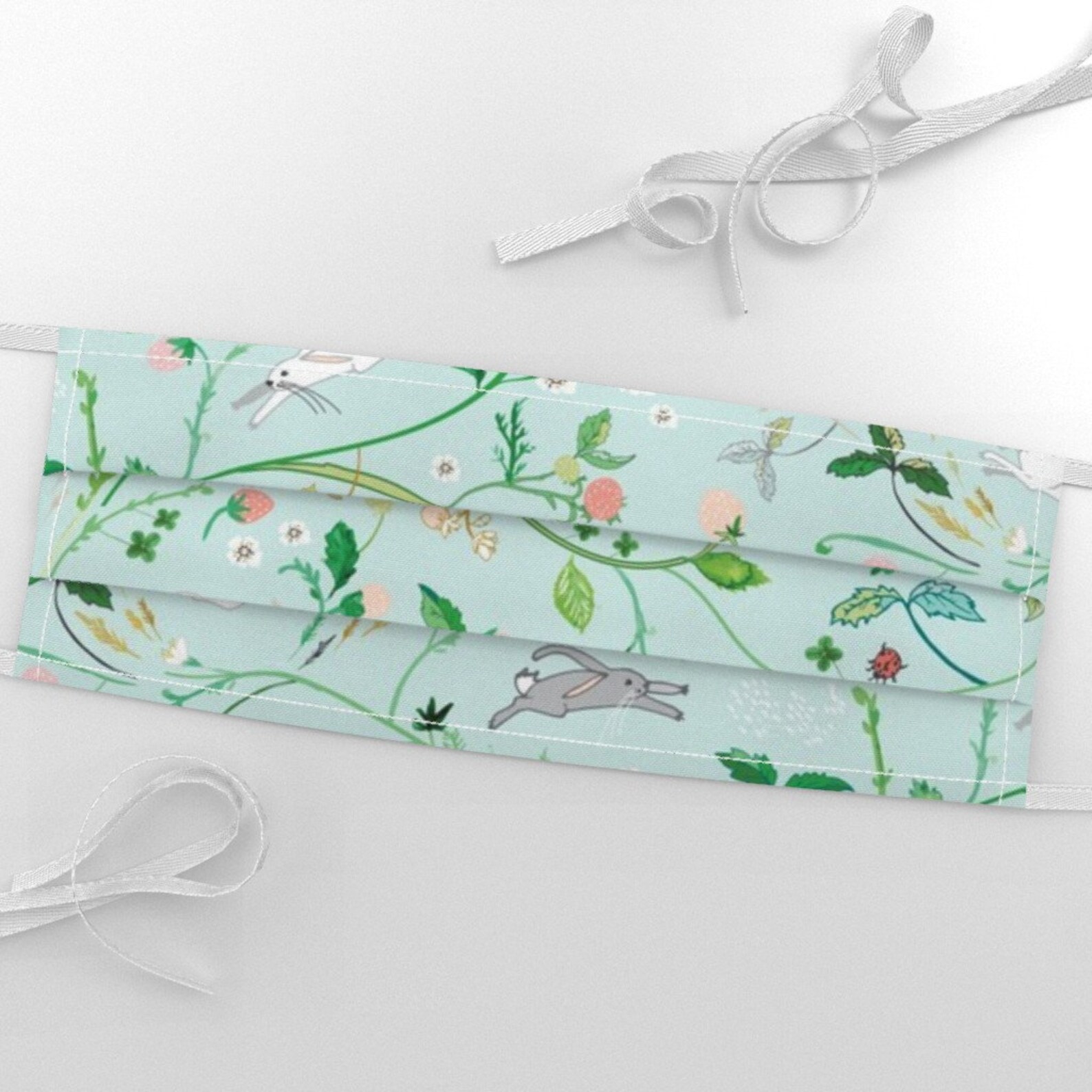 Rabbit Fabric Ambrosia Strawberry Patch blue by Nouveau | Etsy