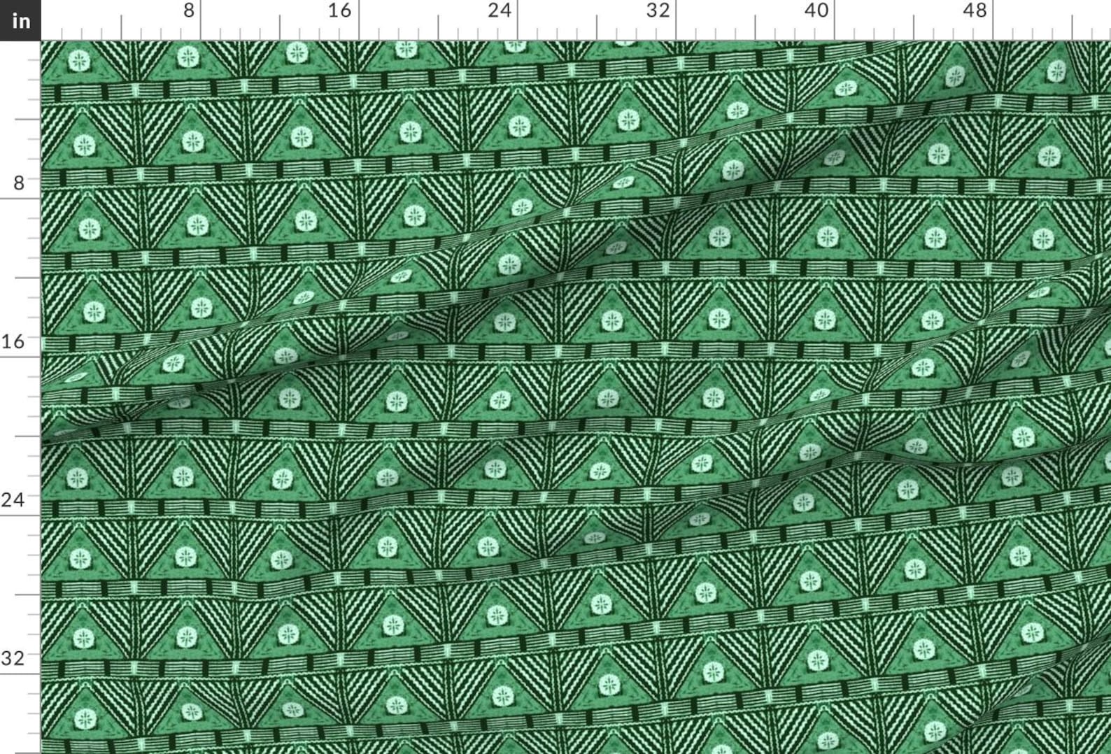 Fiji Green Geometric Illustration Fabric - Fijian Tapa 246 by ...