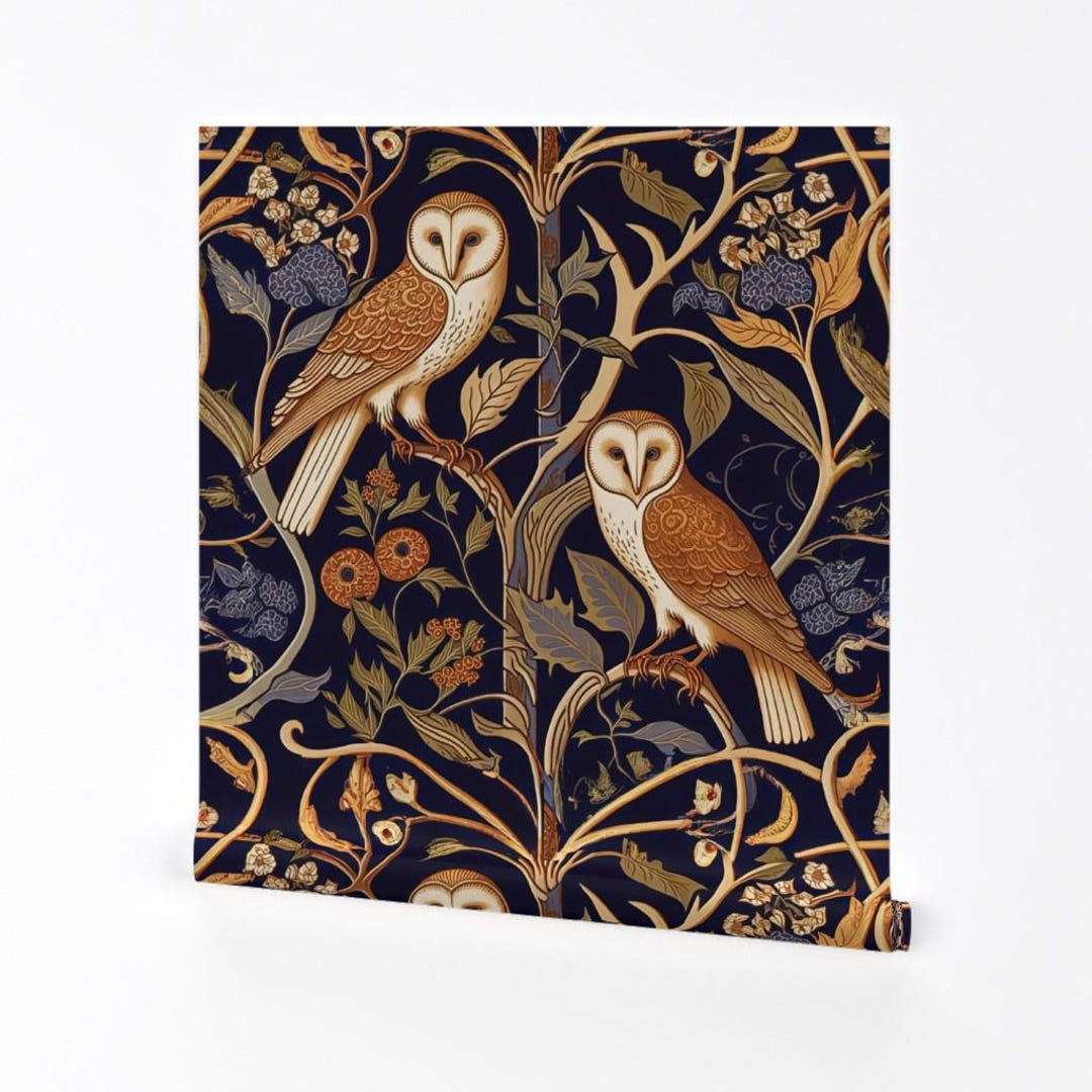 Renaissance Forest Removable Peel and Stick Wallpaper - Medieval Owls ...