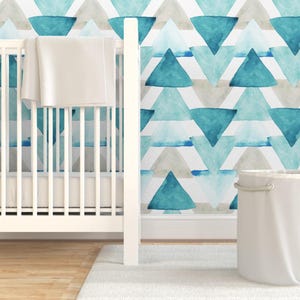 Teal Wallpaper - Teal Watercolor Triangles by Ivieclothco - Teal Gray ...