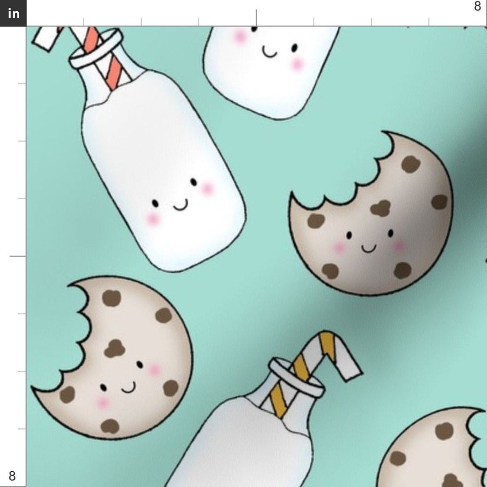 Cookie Fabric Cookies and Milk Mint large Scale by - Etsy