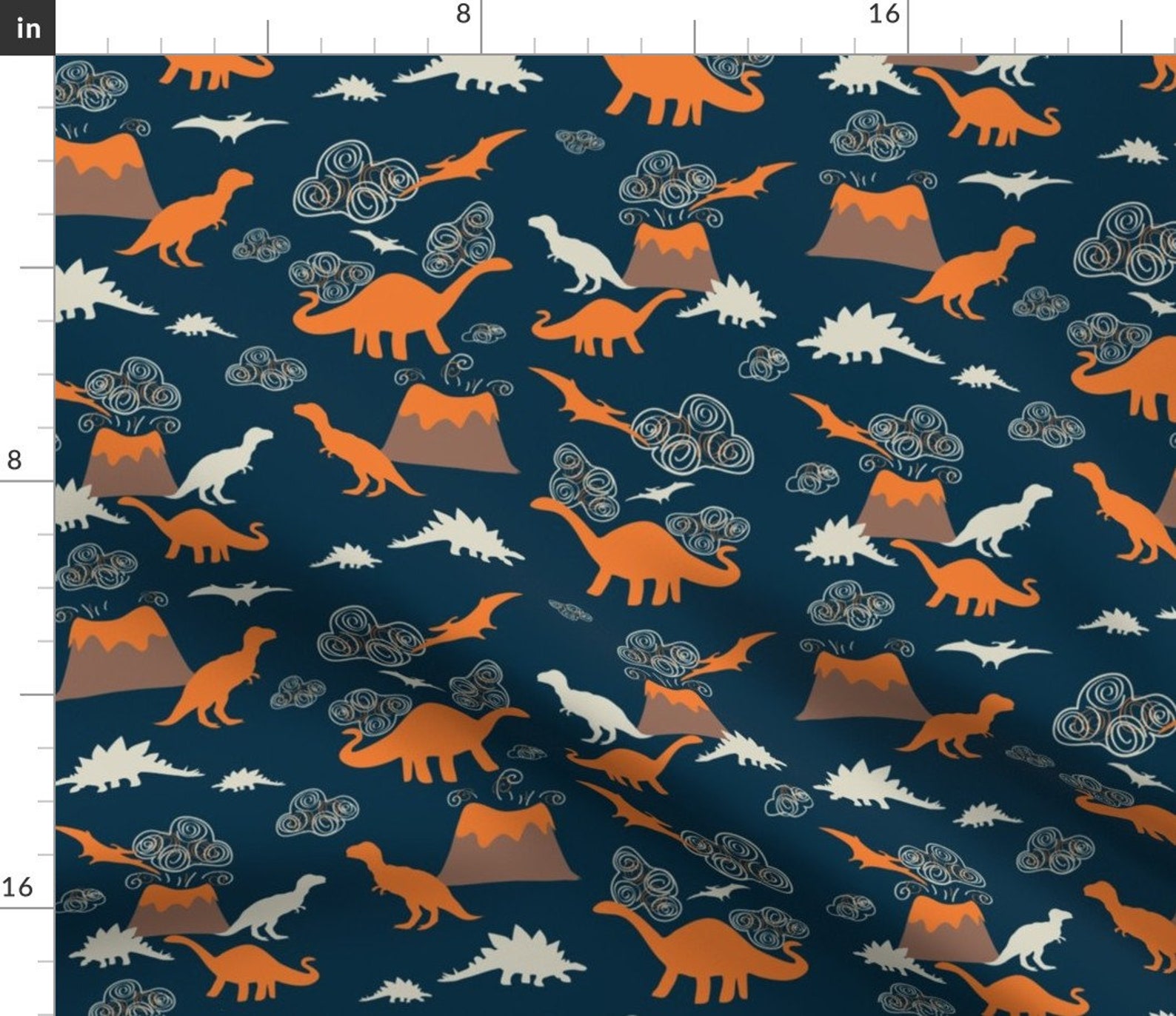 Dinosaur Volcano Fabric Volcano Cloud Jill Bull by - Etsy