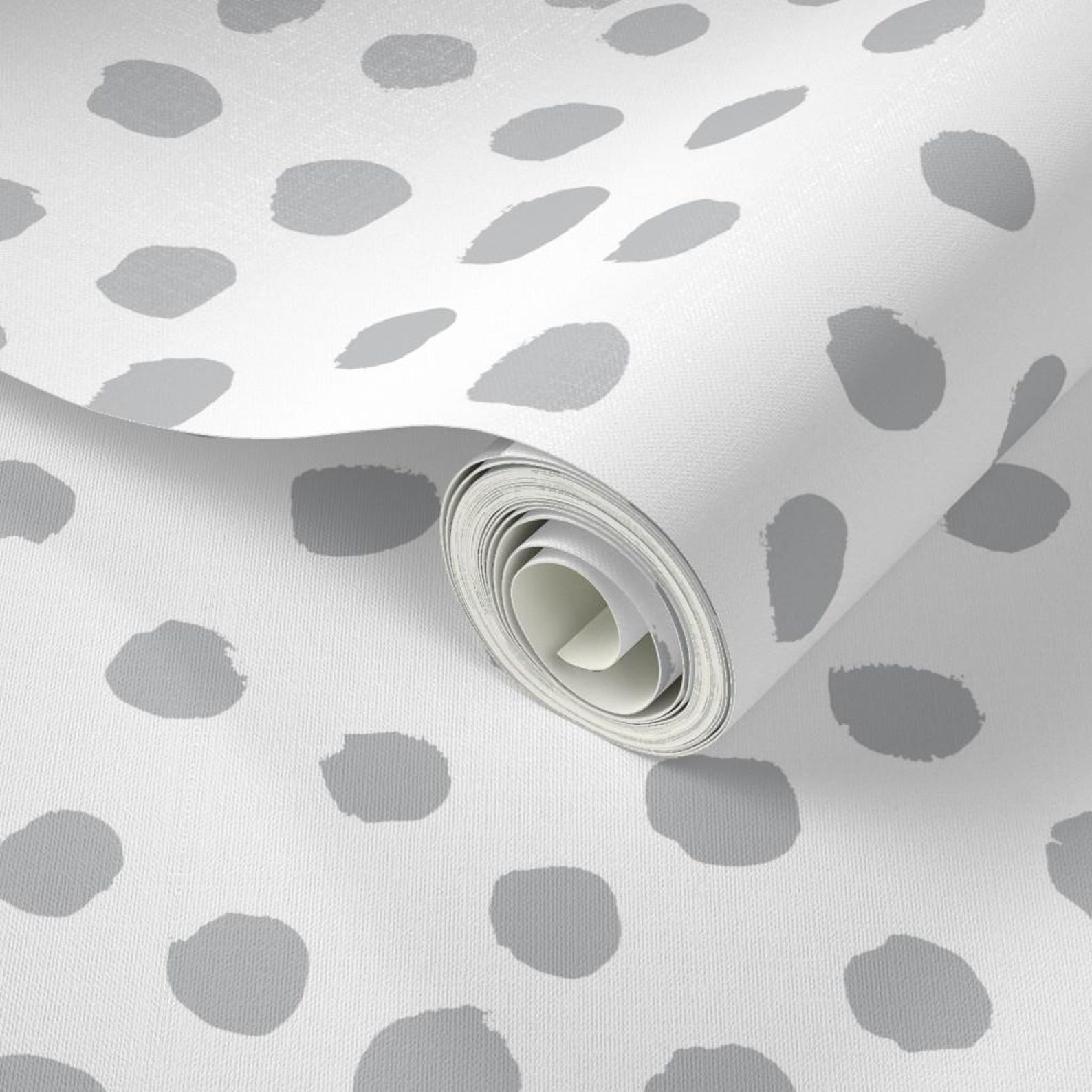 Gray Painted Dots Wallpaper - Grey Dots Baby by Charlottewinter ...