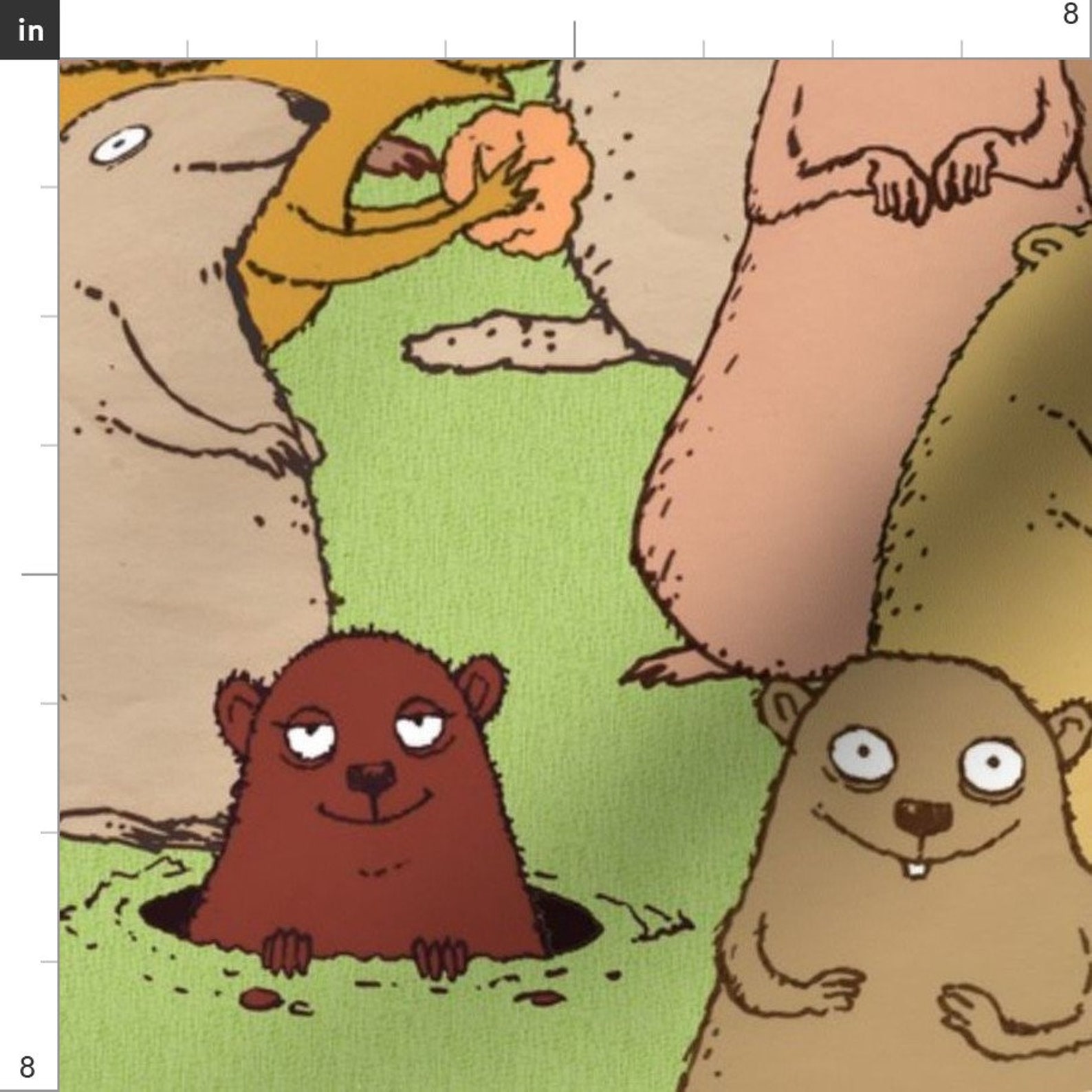 Groundhog Fabric Wake up Groundhogs by Chicca Besso - Etsy