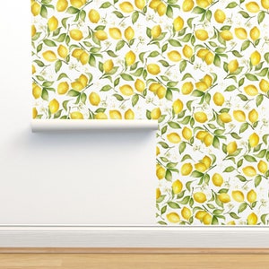 Lemon Wallpaper - Lemon Blossoms by Laurapol - Watercolor Fruit Citrus ...