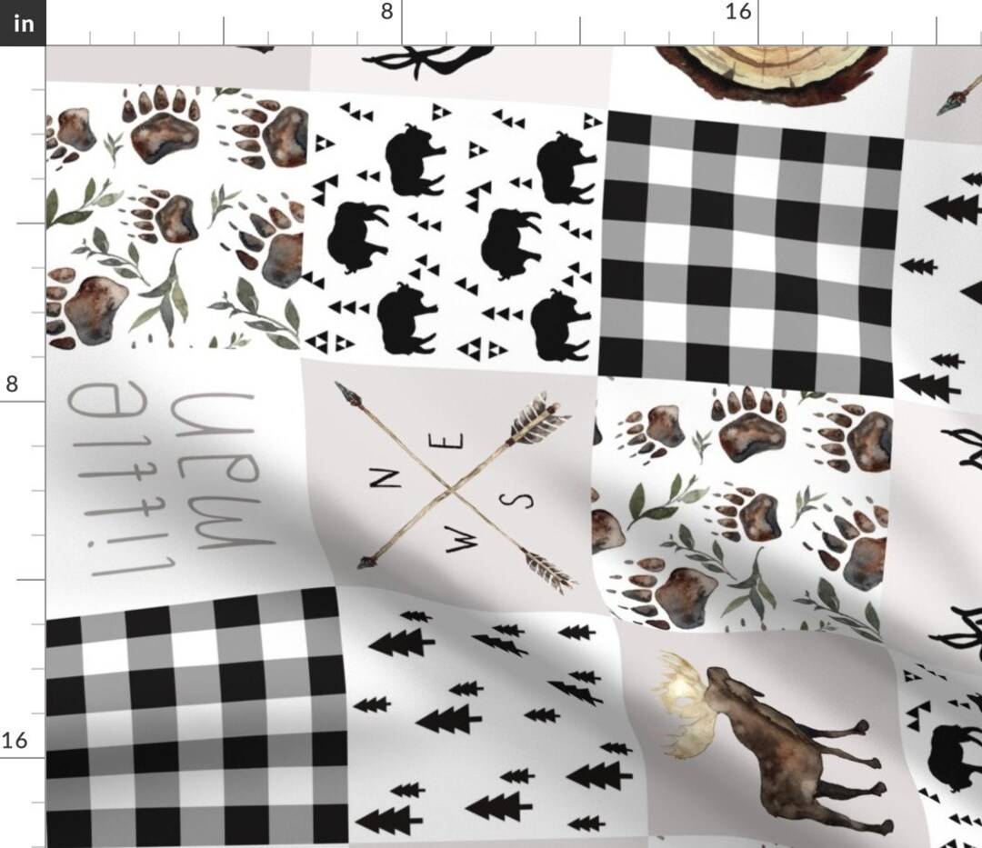 Little Man Cheater Fabric Woodland Cheater Quilt by Attic 15127 Bear ...