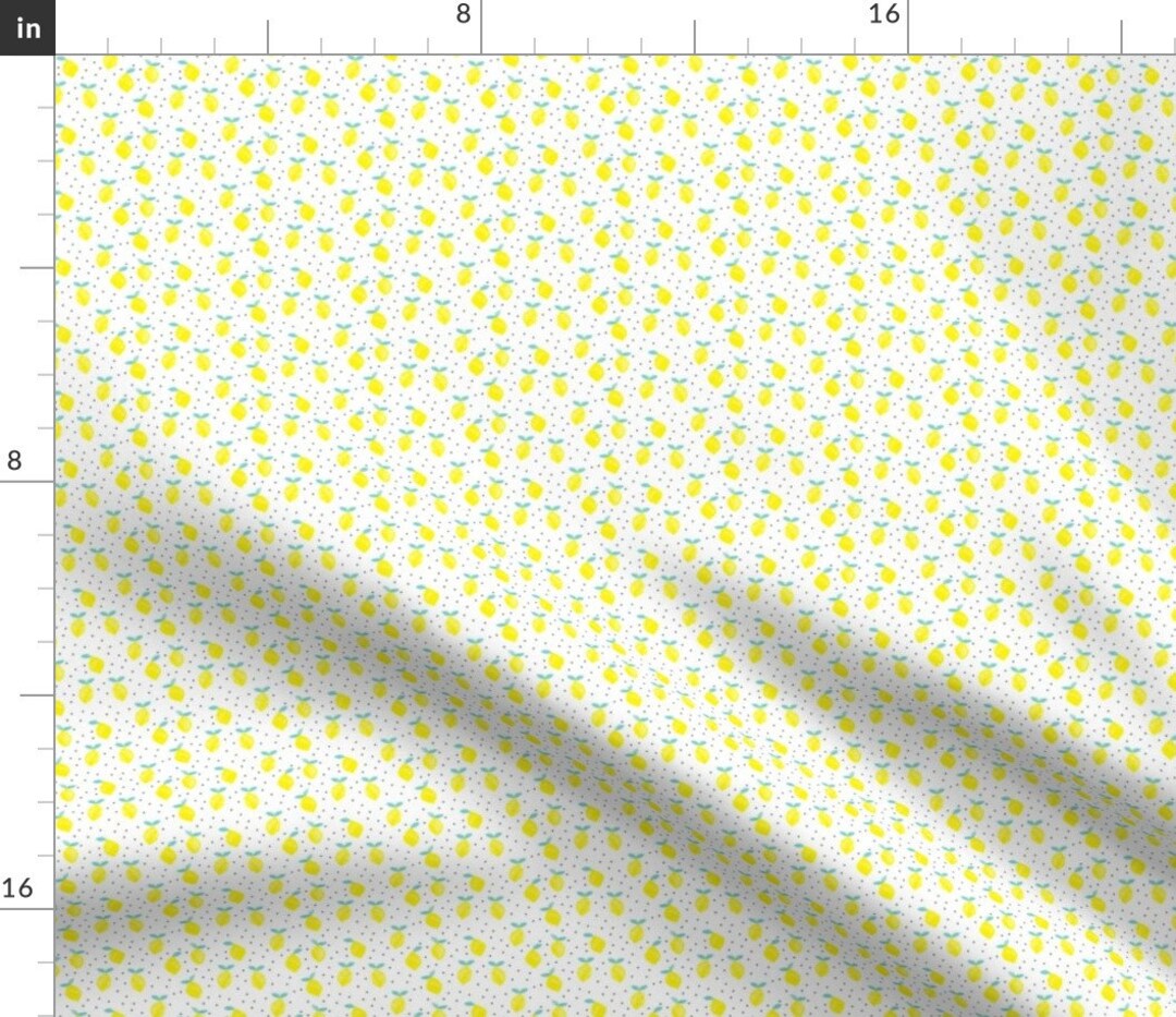 Lemon Fabric micro Print Lemons White by Littlearrowdesign Lemon Fruit ...