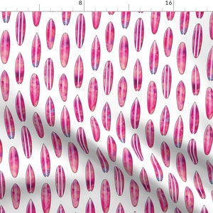 Summer Surfer Fabric Surfboards Watercolor Pink by - Etsy