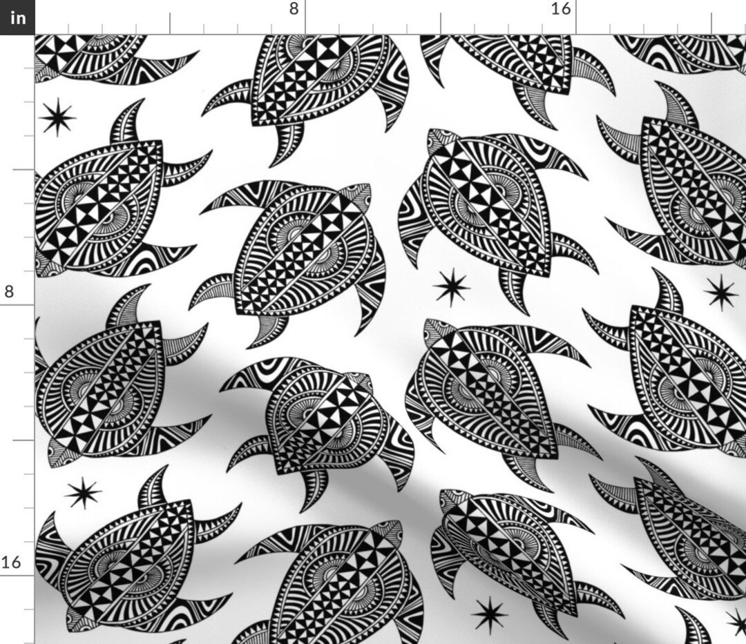 Tapa Fabric Turtle Tapa by Spellstone Tapa Tribal Print Turtle Tattoo ...