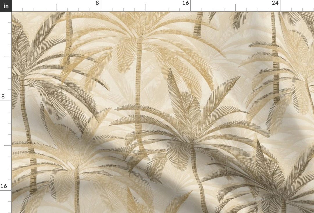 Neutral Palm Trees Fabric - Monochrome Palms by Francisca_reyes - Tan ...