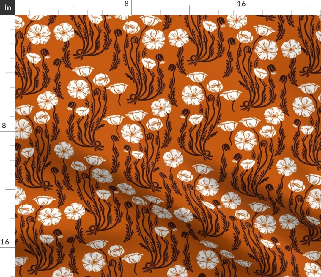 Large Poppy // Fall Autumn Thanksgiving Linocut Block Print - Etsy