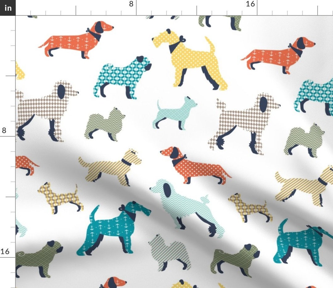 Colorful Dogs Fabric Patterned Dogs by Ewa Brzozowska Colorful Dogs Pet ...