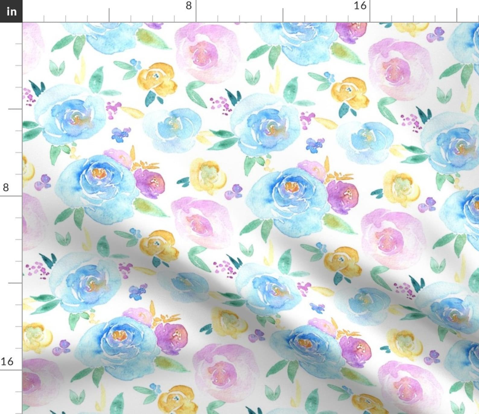 Pastel Floral Fabric Watercolor Flowers Roses by - Etsy