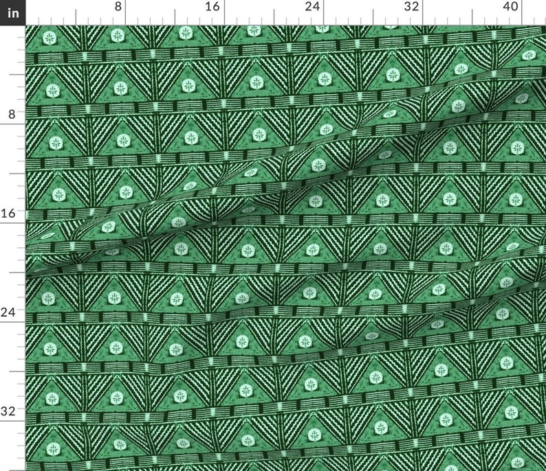 Fiji Green Geometric Illustration Fabric Fijian Tapa 246 by | Etsy