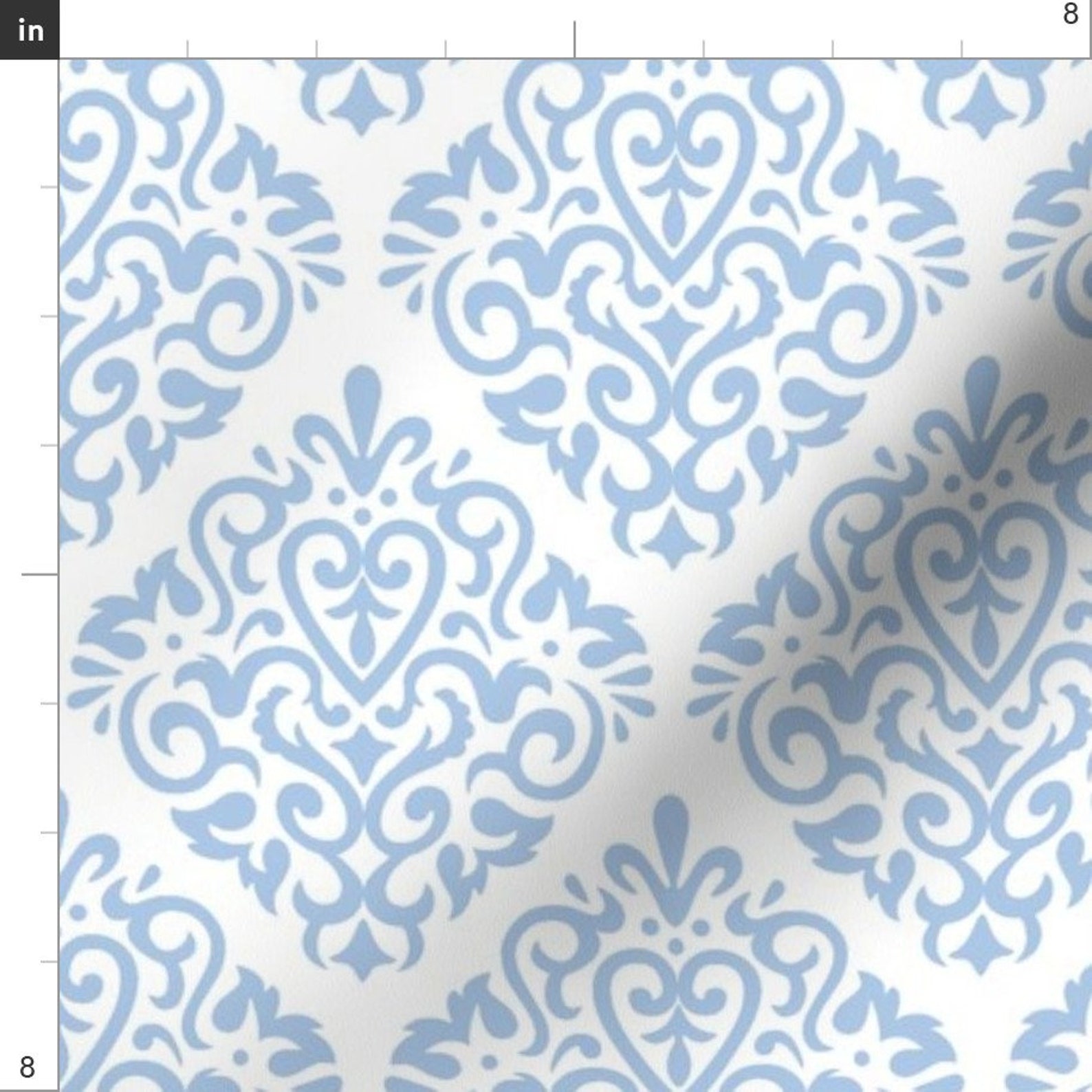 Blue Damask Fabric Blue on White by Mariafaithgarcia Ogee - Etsy