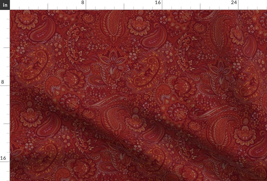 Red Classic Paisley Fabric - Paisley Burgundy by Stacystudios ...