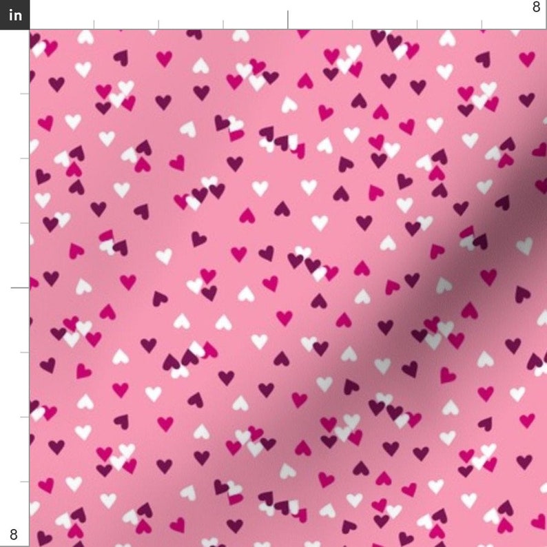 Ditsy Hearts Fabric Olive Ostrich Hearts Pink by | Etsy