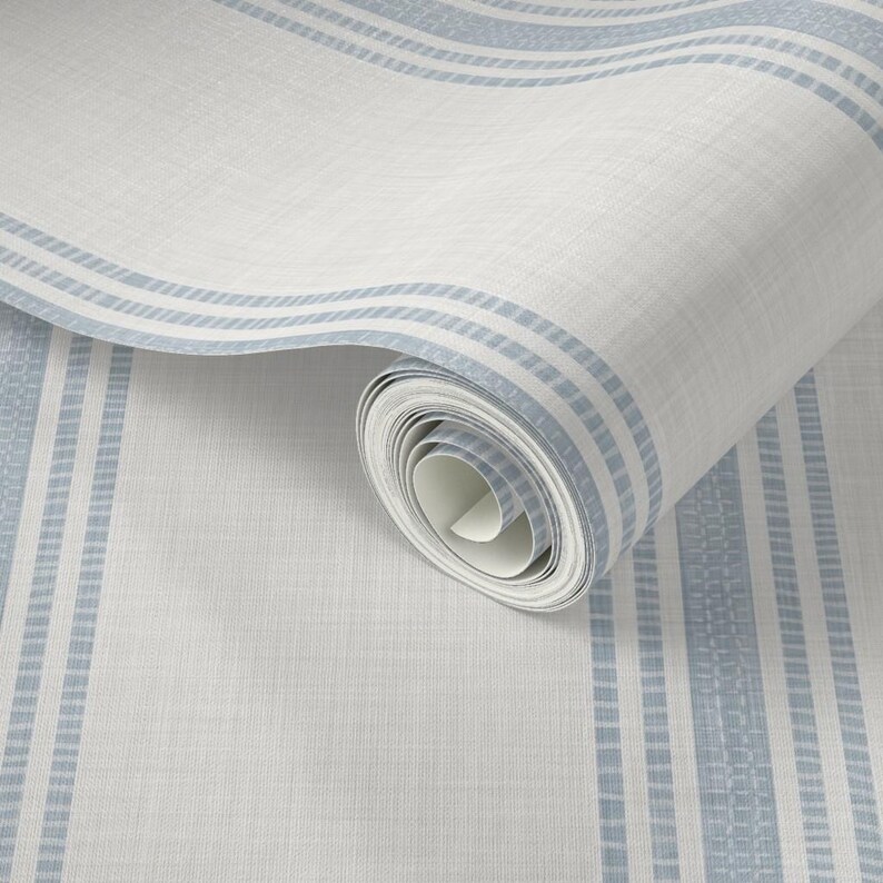 Blue Ticking Stripe Removable Peel and Stick Wallpaper - French ...