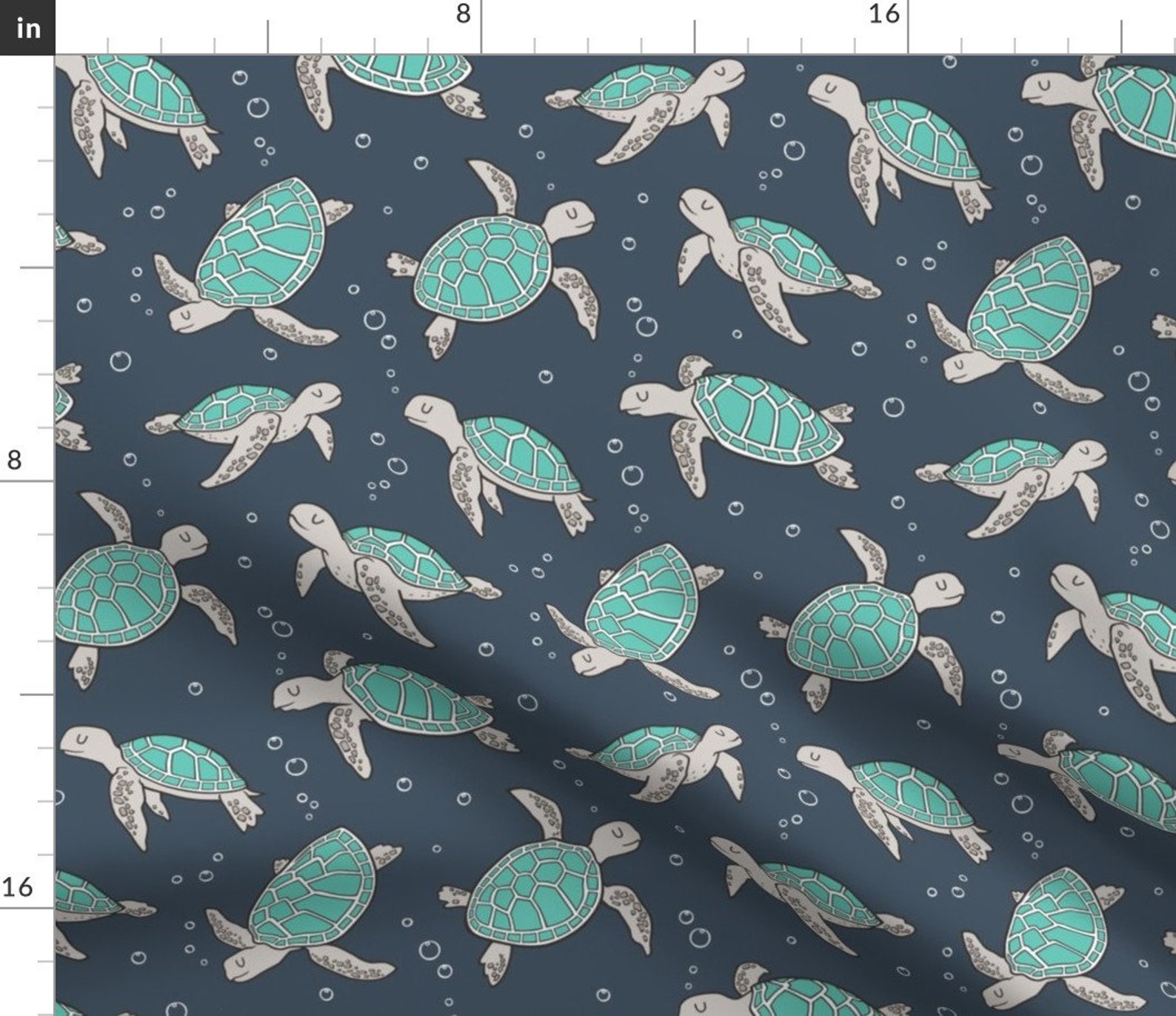 Sea Turtle Fabric Tropical Green Mint Aqua Nautical Ocean - Etsy