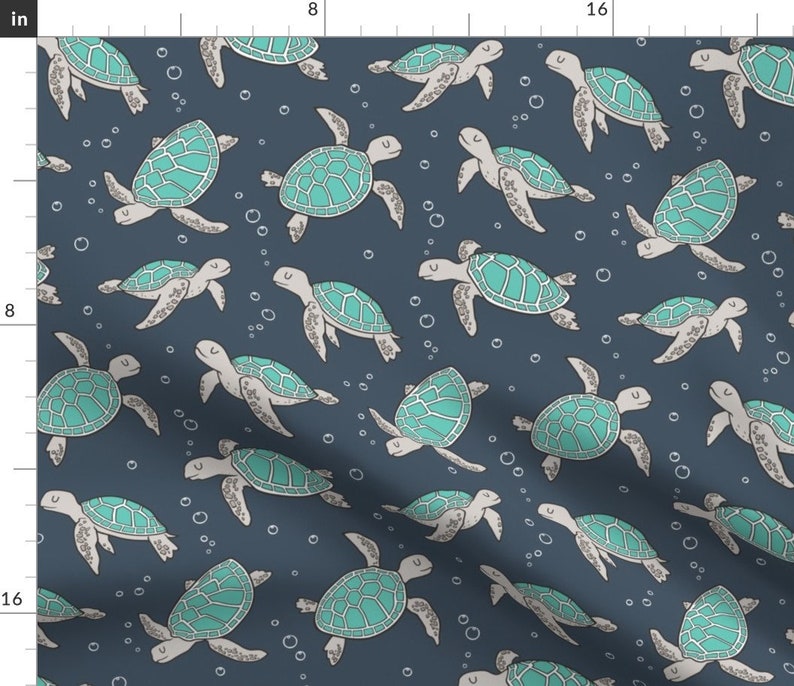 Sea Turtle Fabric Tropical Green Mint Aqua Nautical Ocean - Etsy