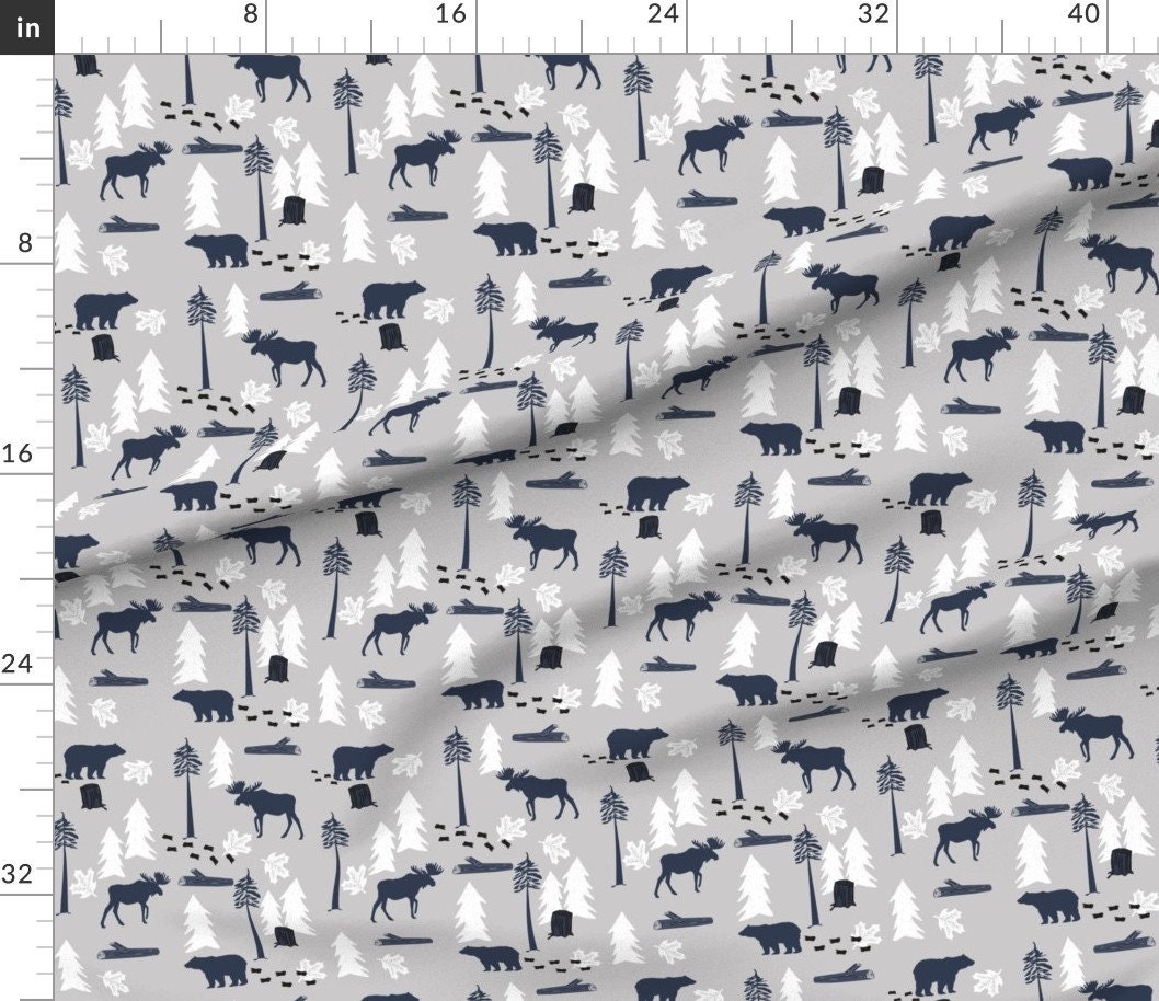 Forest Fabric Animal Tracks Outdoors Animals Adventure - Etsy