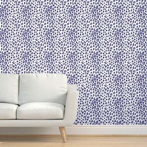 Leopard Wallpaper Summer Leopard in Blue by Domesticate - Etsy
