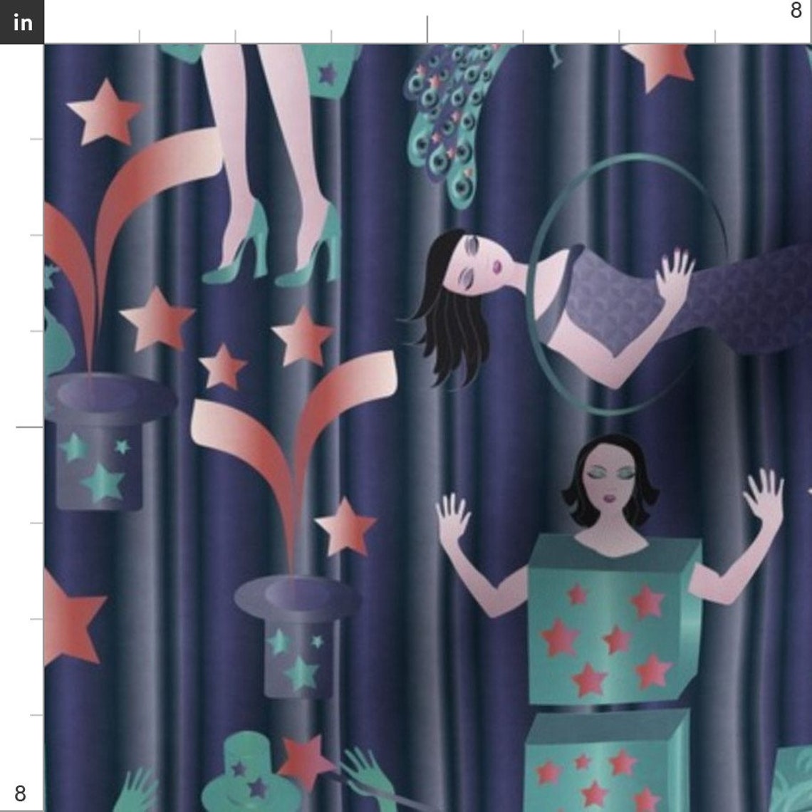 Magician Fabric Magic in Green by Kociara Magician Magic - Etsy