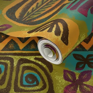 Tribal Tapa Wallpaper Native Poly by Woodyworld Hawaiian Vintage Custom ...