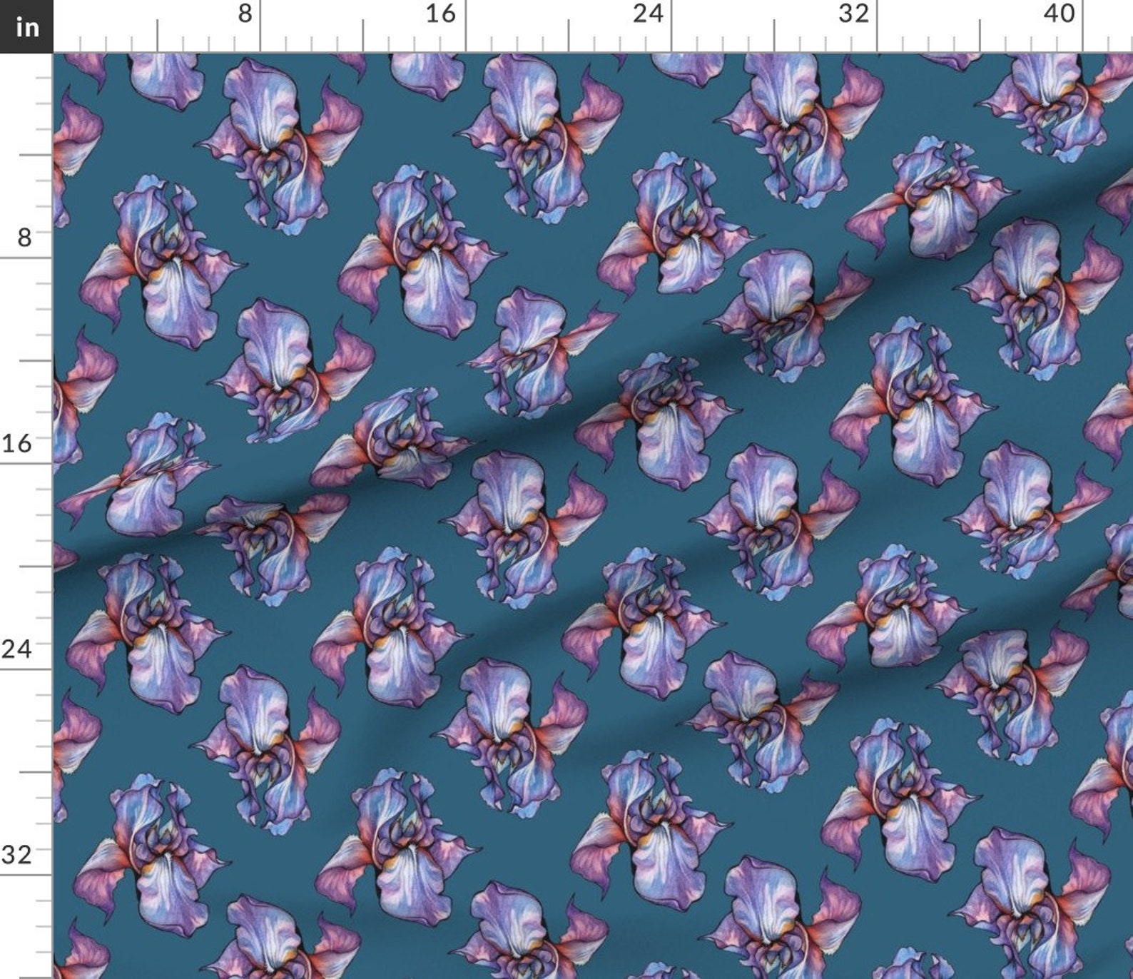 Iris Fabric Iris 2 Jade Iris by Elena Naylor Iris | Etsy