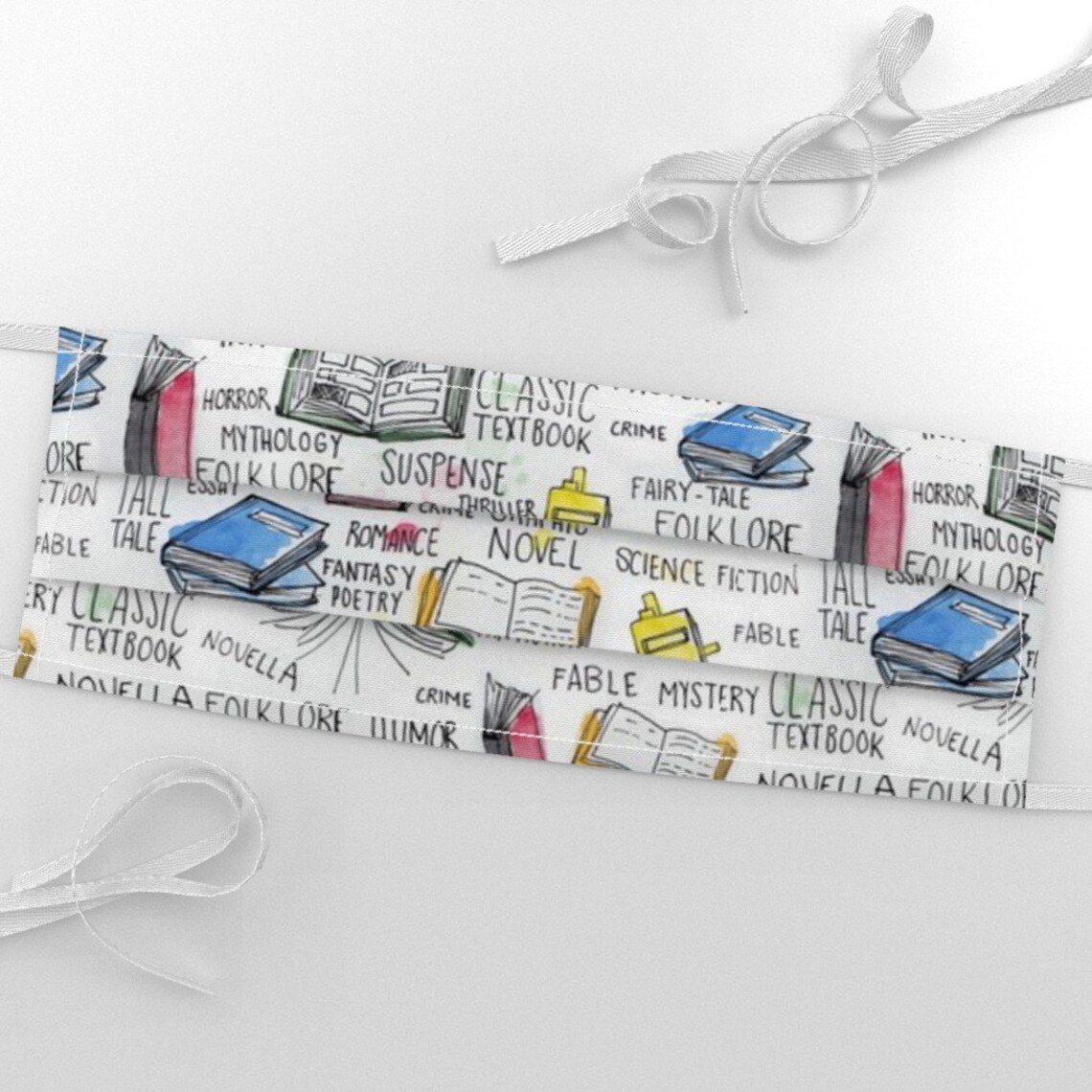 Book Genres Fabric Books by Trizzuto Watercolor Library - Etsy