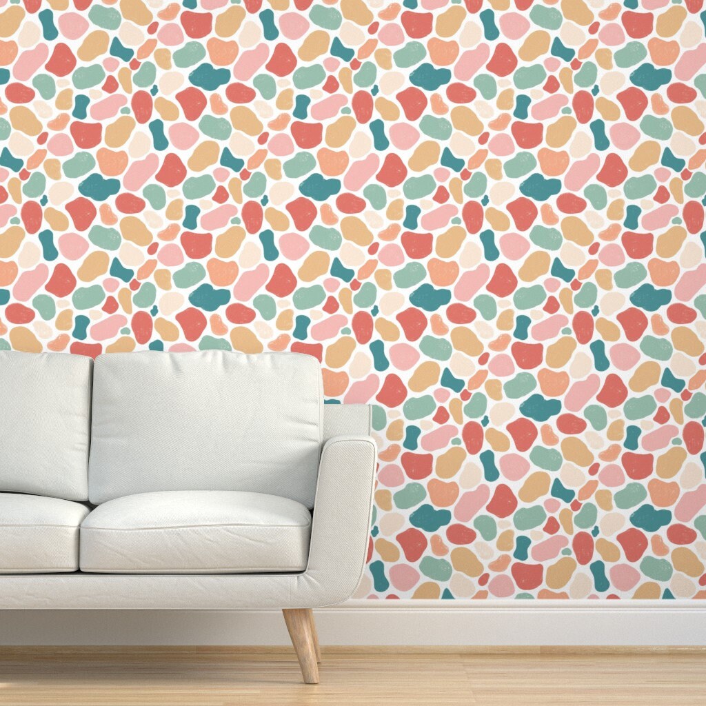 Retro Wallpaper Pastel Retro Spots by Gingerlique Terrazzo - Etsy