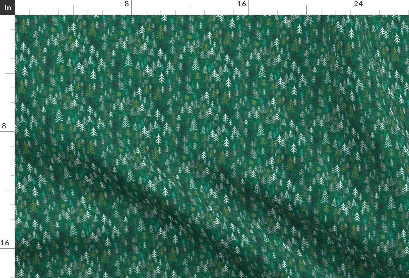 Forest Fabric - Solitude (dark Green) Micro by Nouveau Bohemian - Woods ...