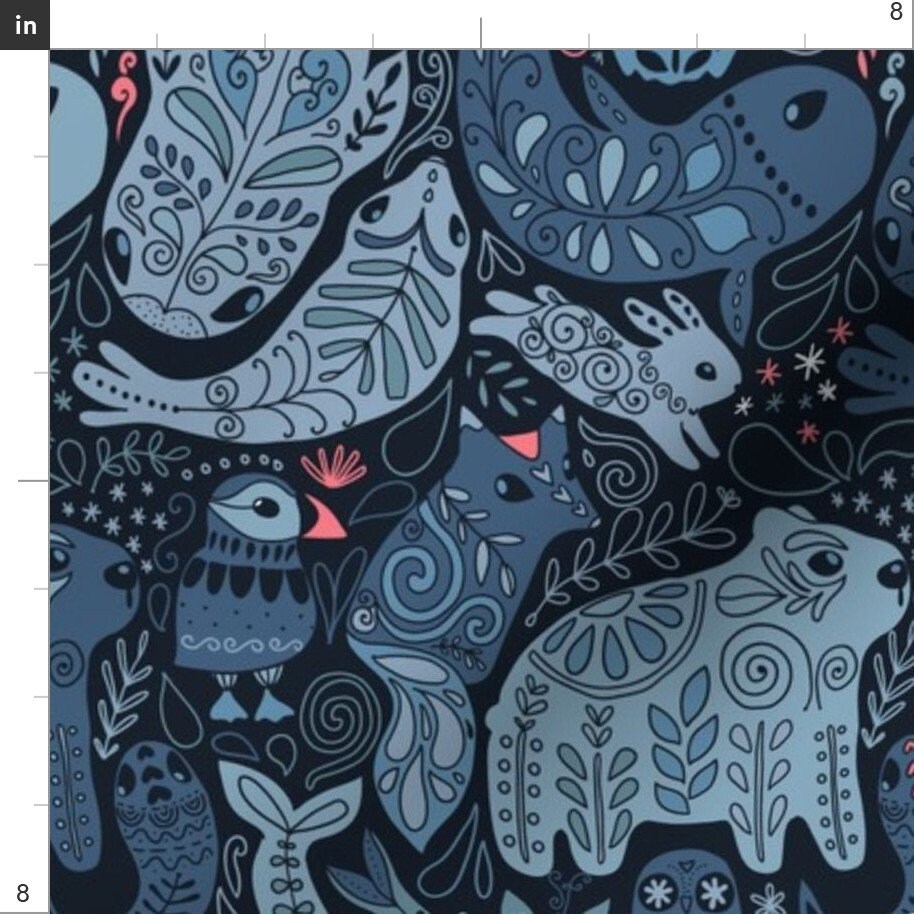 Blue Animals Fabric Arctic Animals by Kostolom3000 Arctic | Etsy