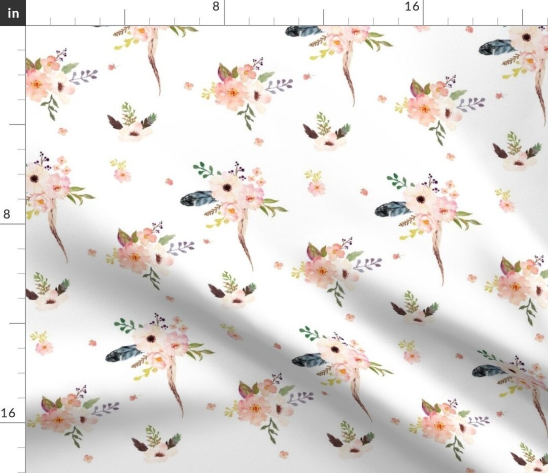 Boho Floral Fabric 7 Boho Pink / Mix Match Print by - Etsy