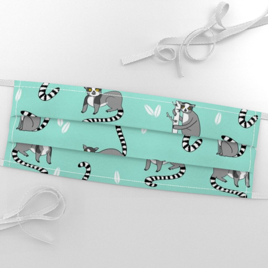 Lemur Fabric Lemur Animal Nature Jungle Lemurs Aqua Blue by | Etsy