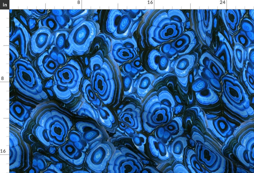 Blue Malachite Fabric Azurite by Willowlanetextiles Cyan Natural ...