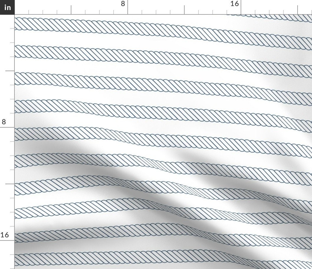 Rope Stripe Fabric Nautical Navy Blue Stripe Rope Sailing - Etsy