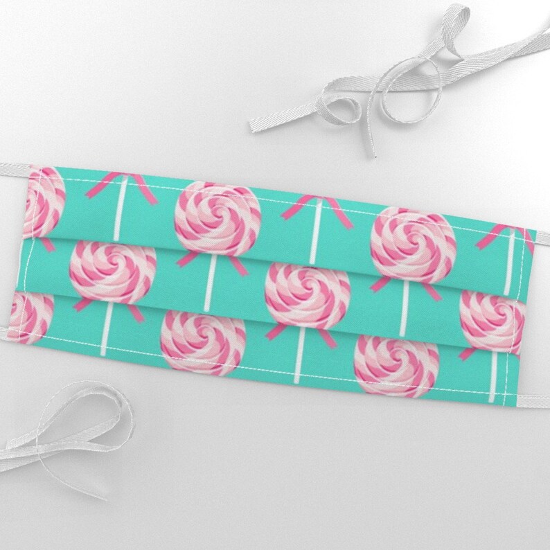 Lollipops Fabric Whirly Pop Pink on Blue Lollipop Fabric | Etsy