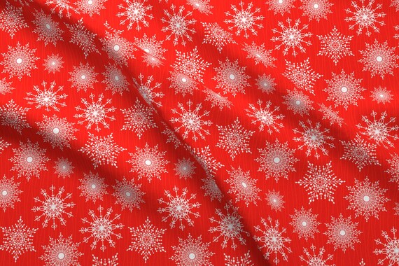 Red Snowflake Fabric Ornate Snowflakes Pattern By Diane555 | Etsy
