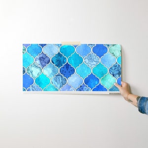 Moroccan Wallpaper Cobalt Blue and Aqua Decorative Tiles by Micklyn ...